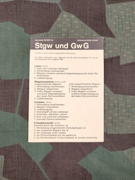Merkblatt 53.100/I d, Stgw und Gw G, 1968 (Gebraucht) in Bauma für CHF ...