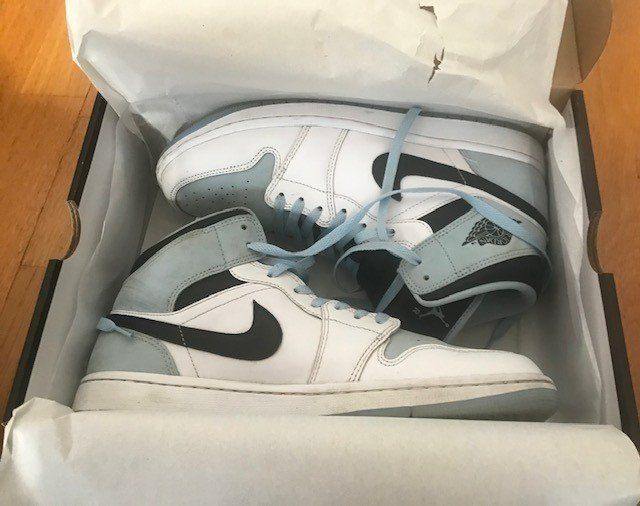 Nike, Air Jordan 1 MID SE, 45 (UK 10) weiss hellblau (Gebraucht) in ...