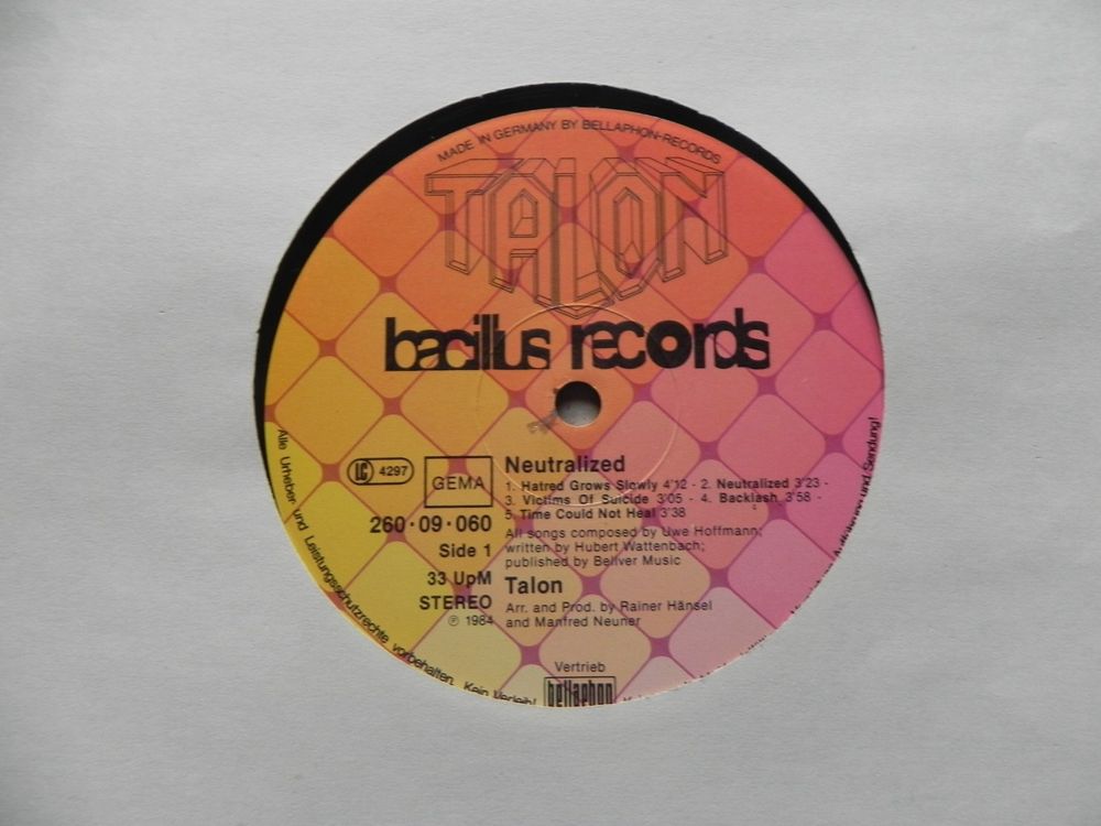 LP Deutschland Heavy Metal Band Talon 1984 Neutralized (Gebraucht) in ...
