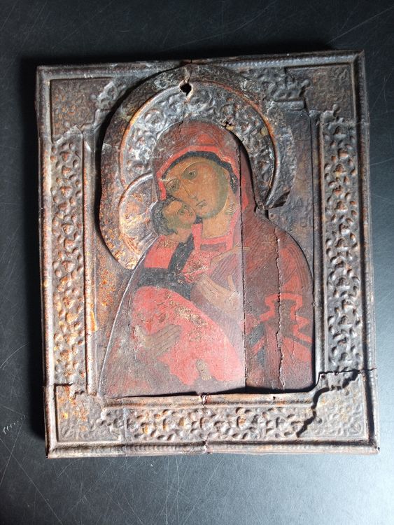 Antike russische Ikone Madonna mit Kind Metall und Holz (Gebraucht) in Zofingen für CHF 69 – mit ...