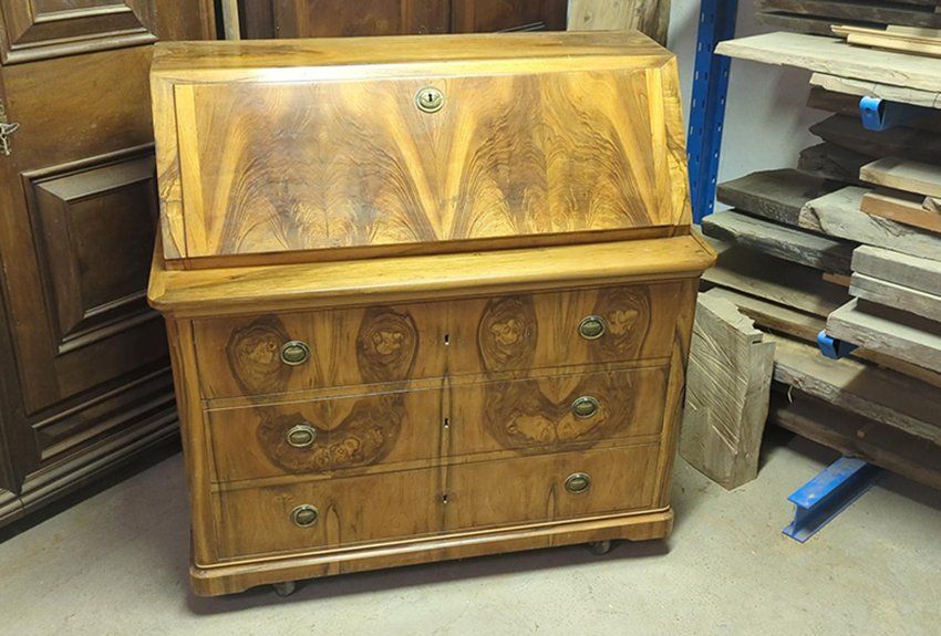 Bureau-commode Biedermeier ancien en noyer massif | Kaufen auf Ricardo