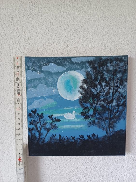 Acrylbild, Vollmondnacht am See, Unikat, selbstgemalt (Gebraucht) in Buttisholz für CHF 20 – mit ...