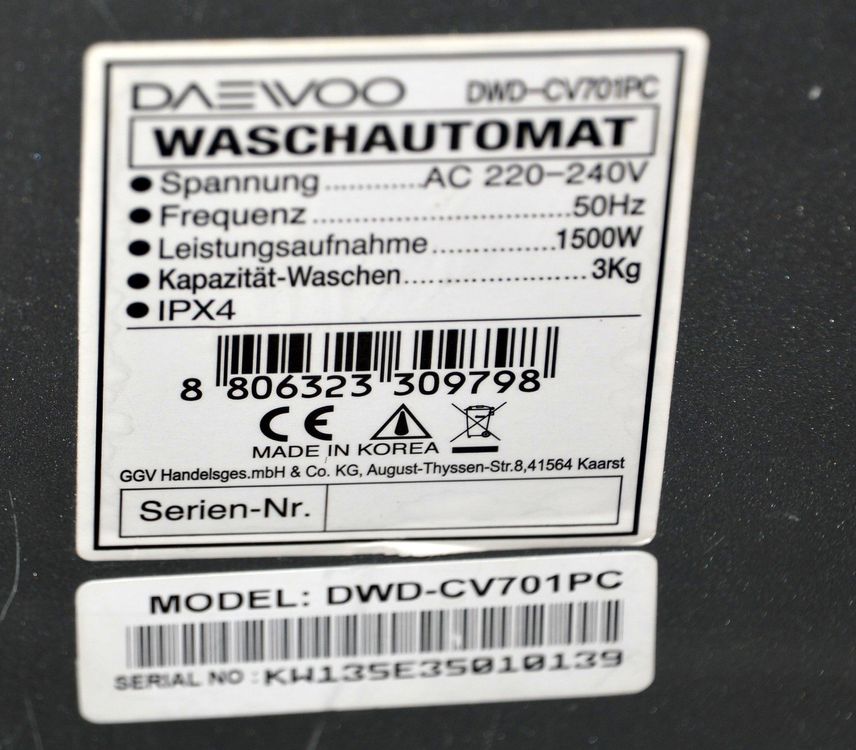 MINI Waschautomat Daewoo DWD-CV 701PC Mini Machine à laver (Gebraucht ...