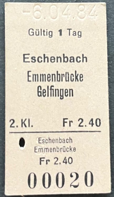 Eschenbach Emmenbrücke Gelfingen/ Billett 1983 | Kaufen auf Ricardo