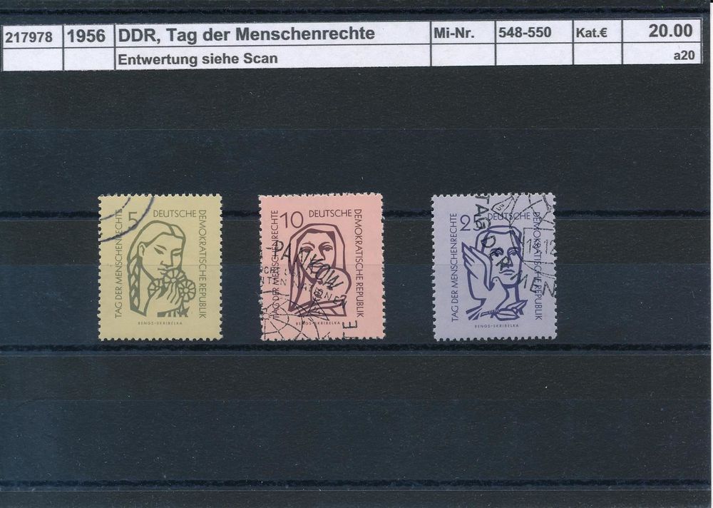 1956 DDR, "Tag der Menschenrechte" (Gebraucht) in Winterthur für CHF 4 ...