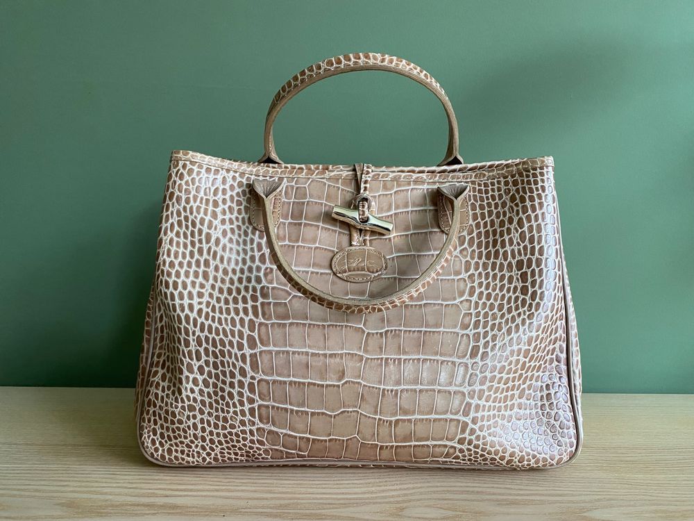 Elegante Longchamp Handtasche Geprägtes Leder, beige (Gebraucht) in ...