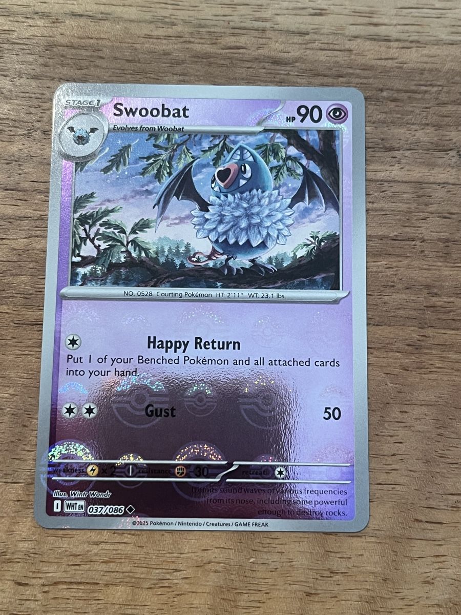 Pokémon Swoobat 037 WHT EN Poke Ball Pattern (Neu (gemäss Beschreibung ...