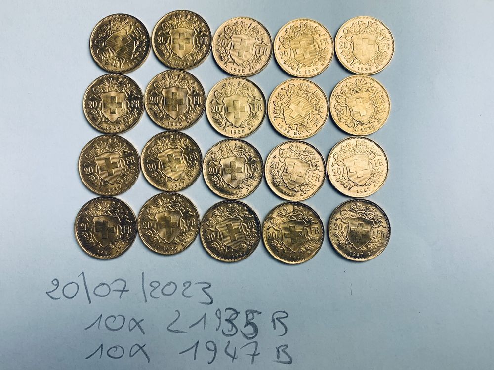 20 swiss vreneli gold coins Monnaie 900 - (Gebraucht) in Geneve für CHF 6926 – mit Lieferung auf ...