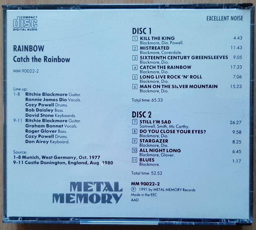Catch The RAINBOW Ritchie Blackmore Live 2xCD rare CD 1991 (Gebraucht ...