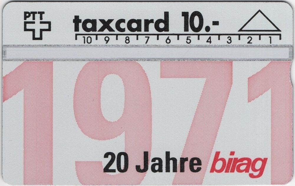 10 CHF 20 Jahre birag - seltene Kunden Taxcard (Neu (gemäss ...