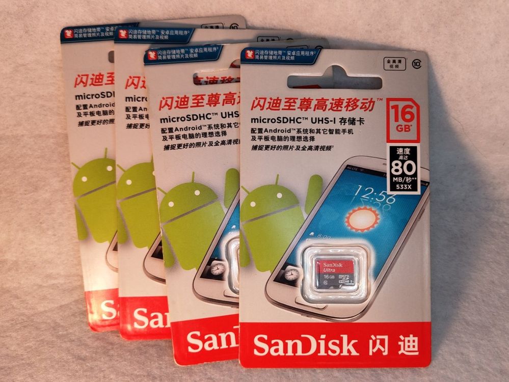 SanDisk SD Card 16GB (microSDHC UHS-I) Set of 4x16 (Neu und ...
