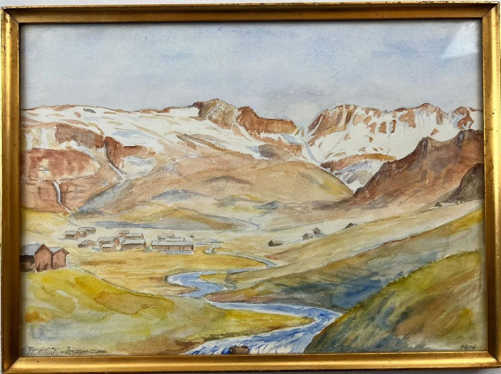 Antike Landschafts Aquarell sig & notiz. | Kaufen auf Ricardo