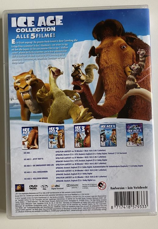 Ice Age Collection - DVD Video - Ice Age - Alle 1-5 (Gebraucht) in ...