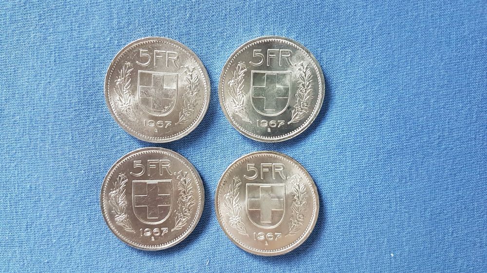4 x 5 Franken Silbermünzen Jahrgang 1967 ab nur 1 Franken !! (Gebraucht) in Camignolo für CHF 34 ...