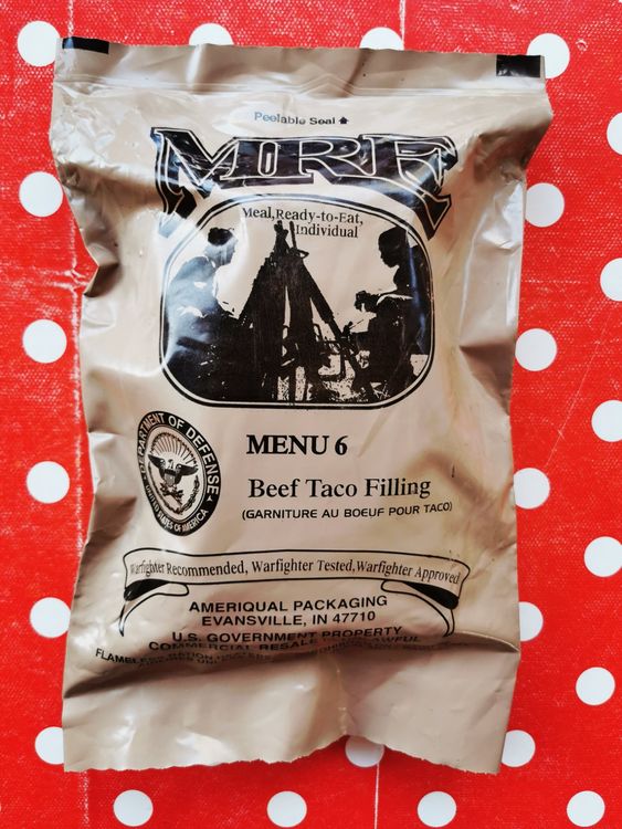 Original US Army MRE Menu #6 Beef Taco Insp. 2/25 (Neu und ...