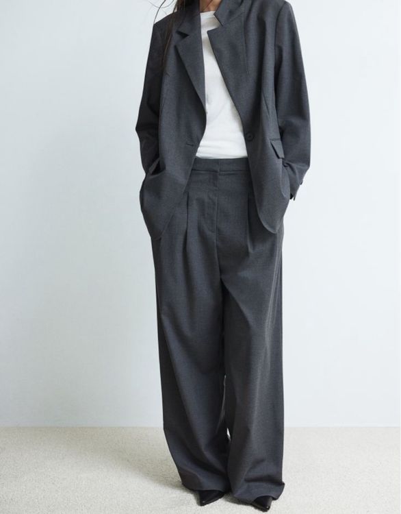 High waist Hose H&M wide fit grau culotte Kleid Zara cos | Kaufen auf Ricardo