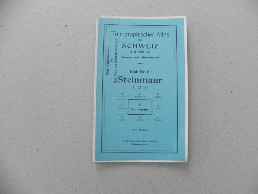 Landkarte Steinmaur ZH 1940 Stadel Neerach Niederglatt (Gebraucht) in ...