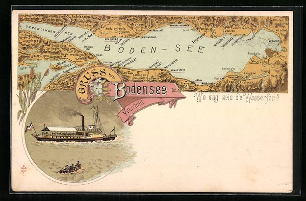 Litho Bodensee, Umriss des Sees als Frau (Gebraucht) in Berlin für CHF ...