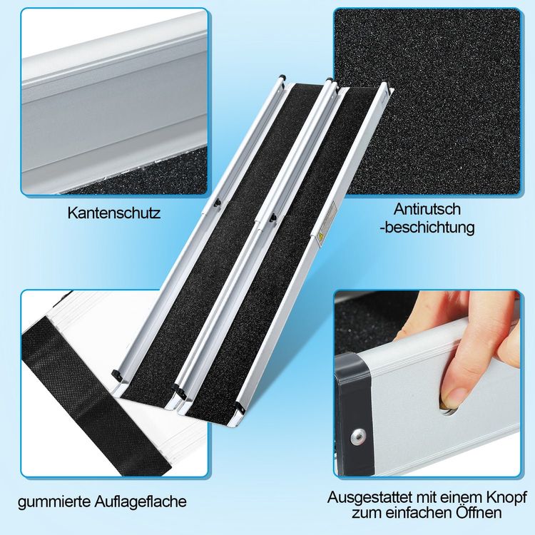 2x Teleskop Rollstuhlrampe Aluminium Auffahrrampe 121-213cm (Neu und originalverpackt) in ...
