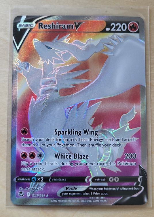 Reshiram V 172/195 Pokémon Silver Tempest English Card (Gebraucht) in ...
