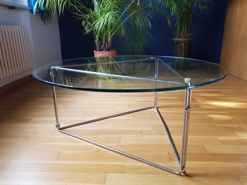Runder Glastisch, Salontisch, 70er/Vintage | Kaufen auf Ricardo