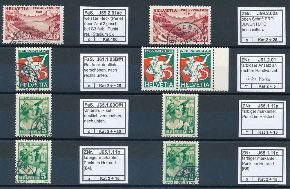 Abarten-Lot ZNr. J59-J65, **/o, Kat250 (Antik) in Hölstein für CHF 11.7 – mit Lieferung auf ...