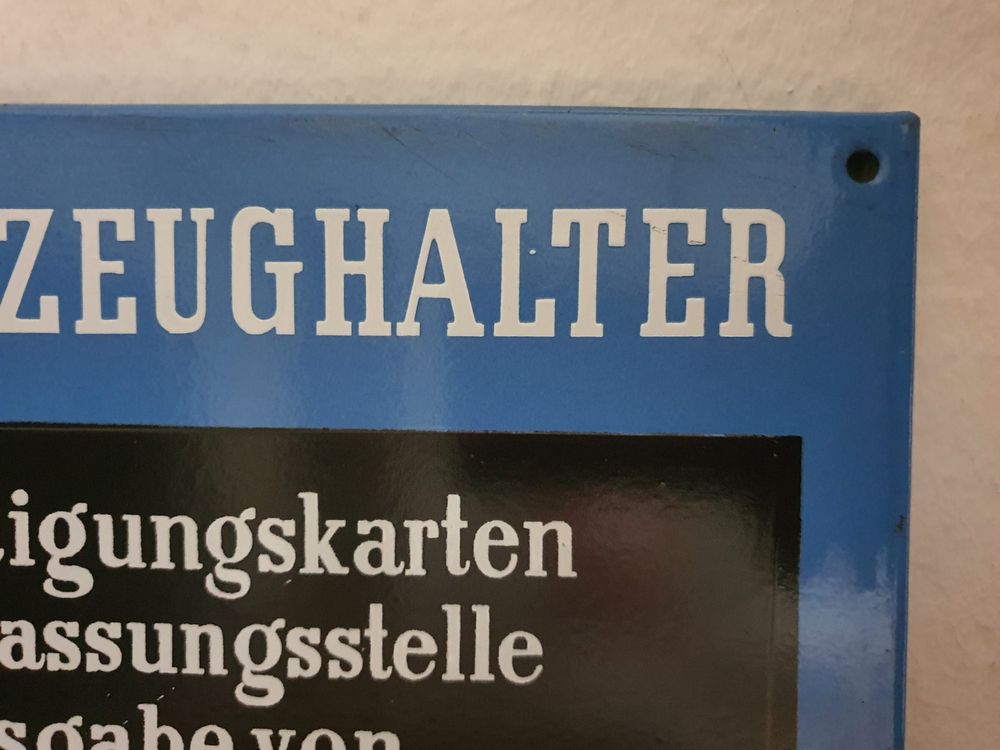 Altes Emailschild Kraftfahrzeughalter Karten Emaille Schild | Kaufen ...