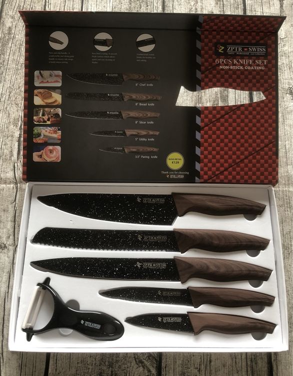 ZPTR SWISS Küchenmesser-Set 6 Teilig, Antihaftbeschichtung (Neu und ...