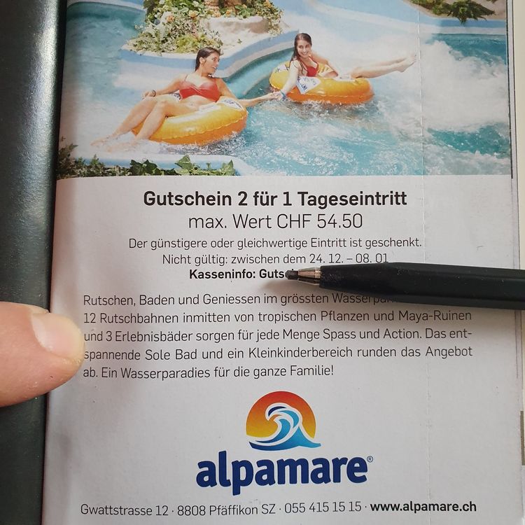 Alpamare 2 für 1 Bon auf Tageseintritt (Neu und originalverpackt) in ...