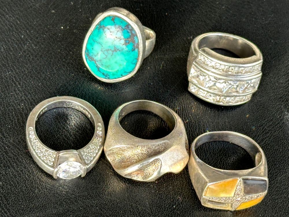 5 Ringe alle 925er Echtsilber 60 Gramm Designobjekte (Gebraucht) in ...