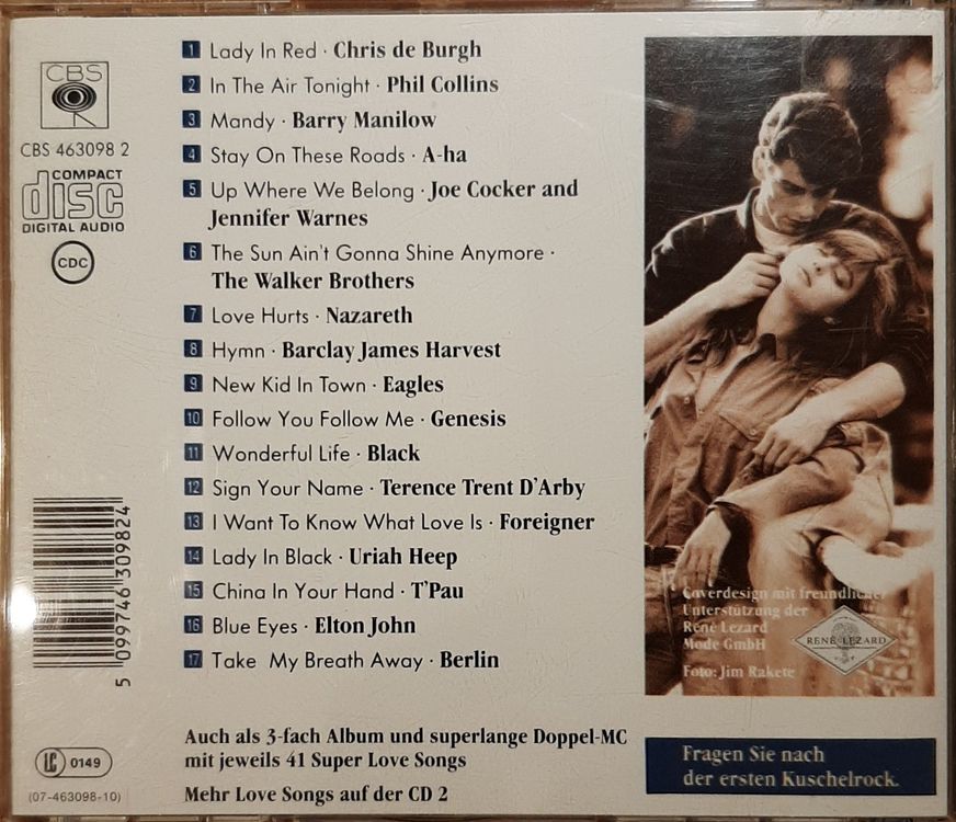 Kuschelrock 2, CD1 Bravo Kuschel Balladen Compilation 1989 (Gebraucht) in Schönenberg TG für CHF ...