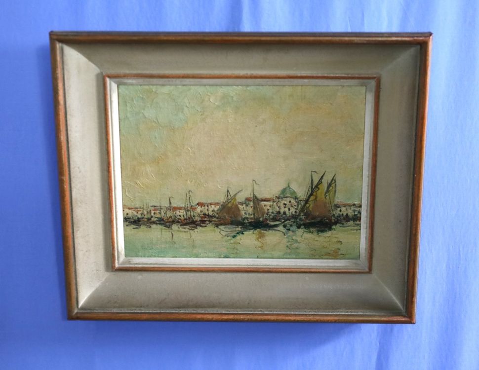 Simon Kramer 1940-2015, Gemälde auf Platte, Hafenszene (Gebraucht) in ...