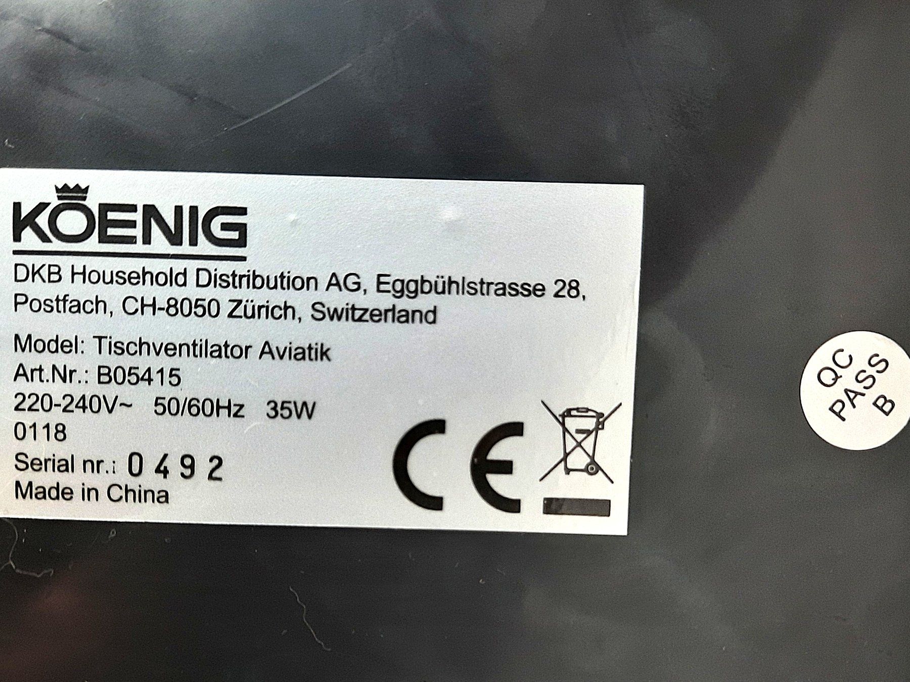 KOENIG Tischventilator „Aviatik“ (Neuf (Voir description)) à Beinwil am ...