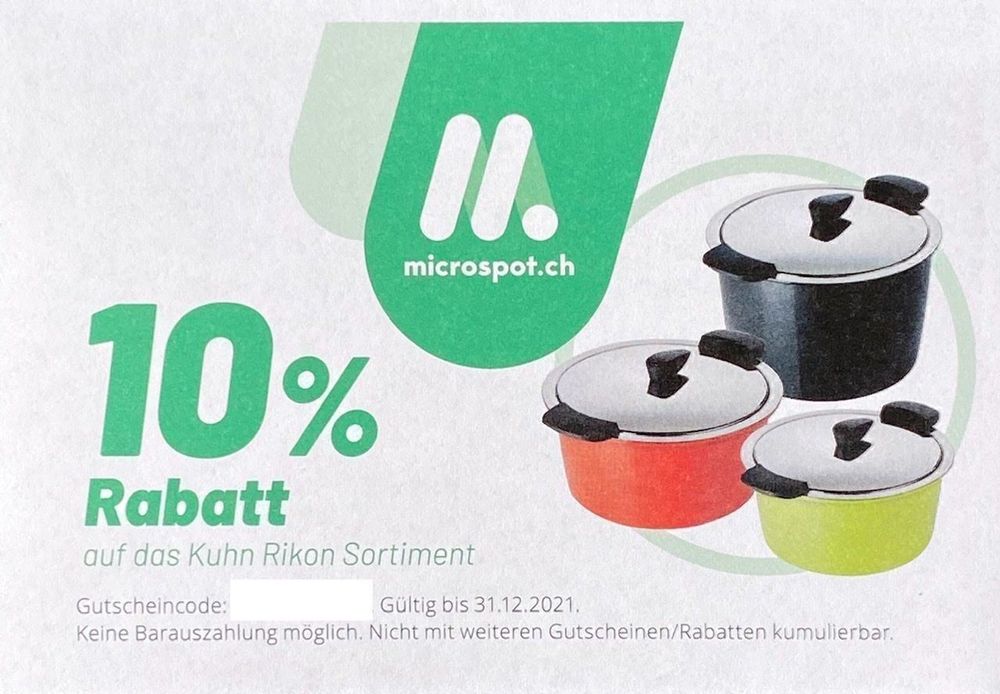 Gutschein 10% Kuhn Rikon bei microspot (Neu und originalverpackt) in Dietlikon für CHF 10 – mit ...