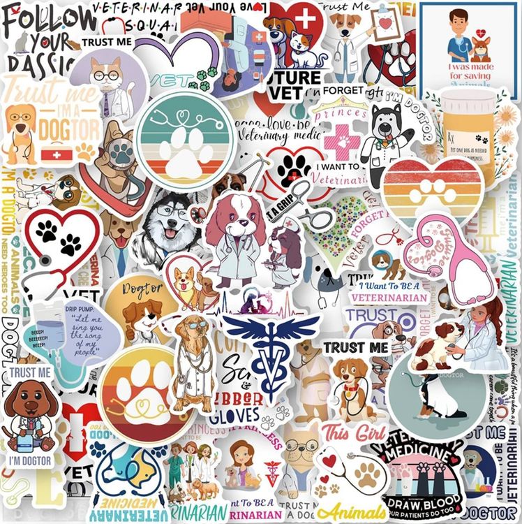 60 Stk. Sticker Aufkleber - Tier Klinik (Neu und originalverpackt) in ...