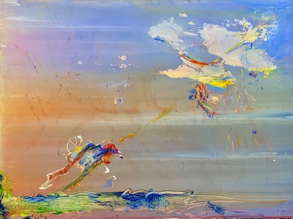 Peter Sigrist (1937) grosses Abstraktes Gemälde (Gebraucht) in Root für ...