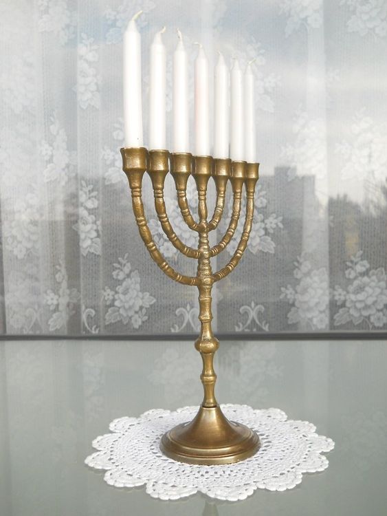 Original jüdischer David Messing Kerzenständer*MENORA*Israel | Kaufen ...