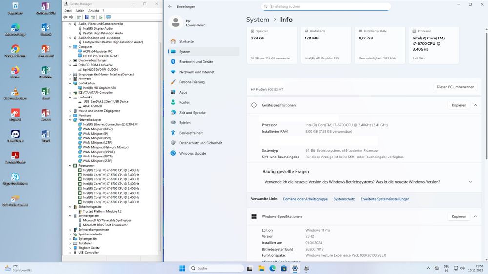 HP ProDesk 600 G2 MT, i7-6700,SSD 240GB Win11 & Office 2019 (Gebraucht ...