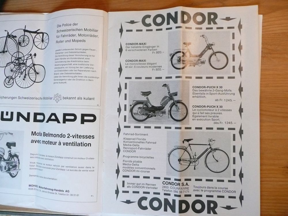 WERBUNG CONDOR PUCH ZÜNDAPP BELMONDO ALPA CROSS 2000 1975 | Comprare su ...