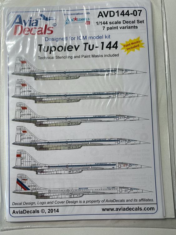1/144 TUPOLEV TU-144 DECALS (D'occasion) à MÜHLEDORF/SO pour CHF 5 ...