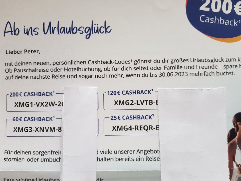 Ab in den Urlaub Cashback Codes (Neu und originalverpackt) in ...