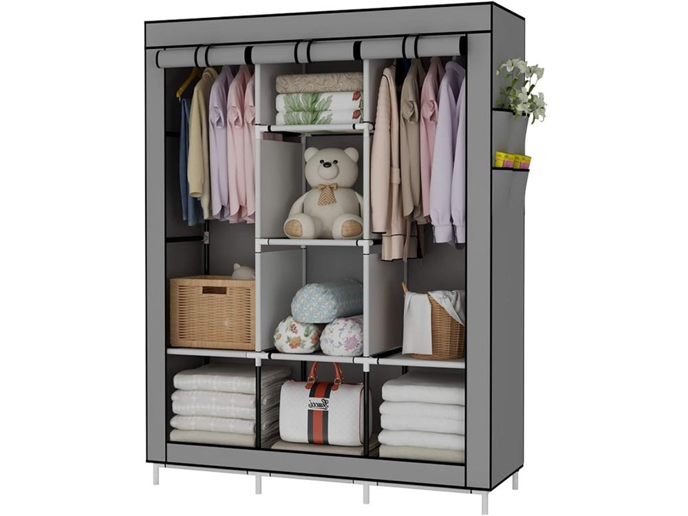 Kleiderschrank, Stoffschrank mit Kleiderstangen, Faltschrank (Neu und originalverpackt) in ...