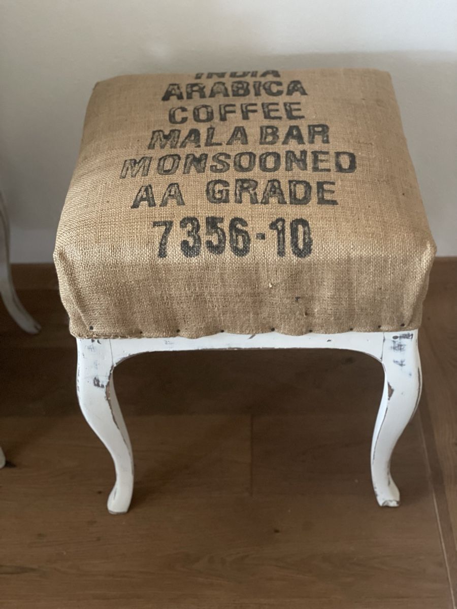 Antiker Hocker mit Jutesack Bezug, Shabby Chic Stil (Gebraucht) in ...