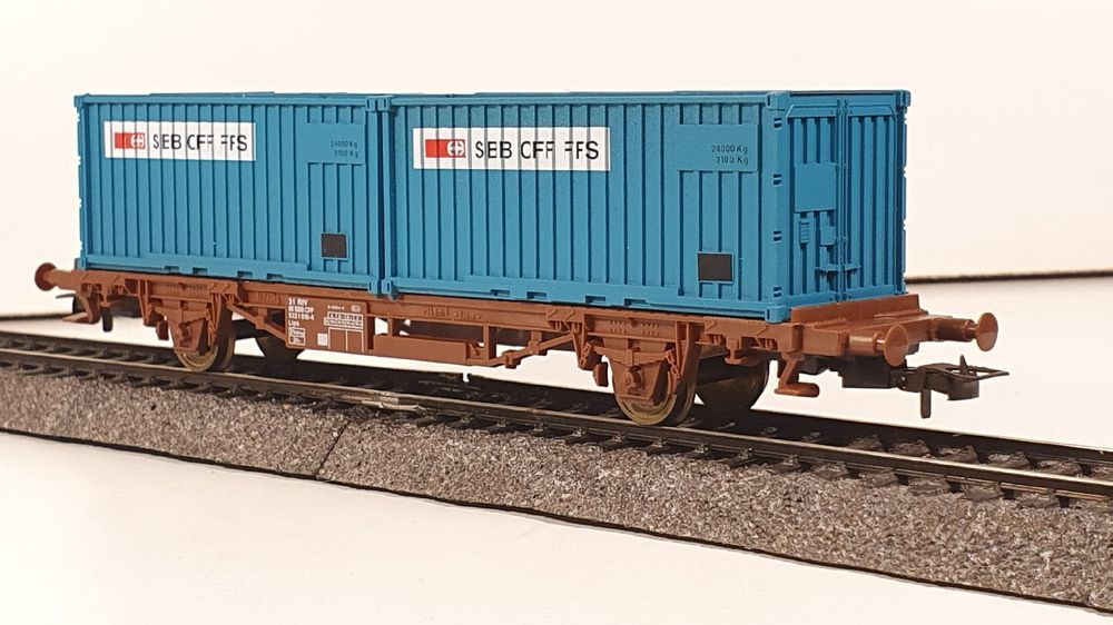 Lima HO Container Tragwagen 2 achsig mit SBB Container (Gebraucht) in ...