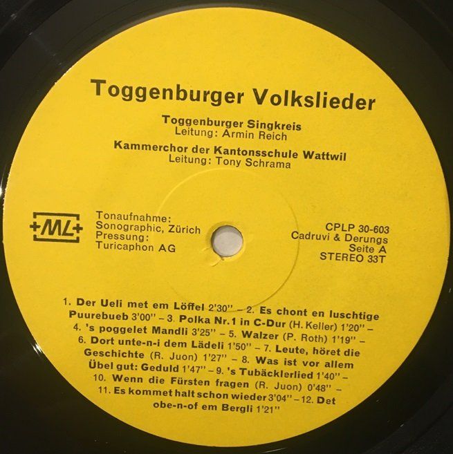 Lieder und Volkstänze aus dem Toggenburg (LP) (Gebraucht) in Grüningen ...