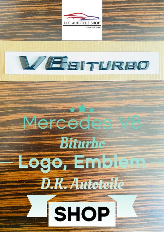 Mercedes AMG V8 Biturbo 3D Aufkleber Emblem Logo Schwarz NEU | Kaufen ...