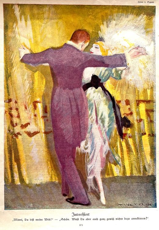 Gino von Finetti, Tanz, Jugendstil, 1916, Vintage Farbgrafik (Gebraucht ...