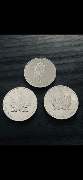 3x Unze Silber Maple Leaf diverse Jahrgänge | Kaufen auf Ricardo