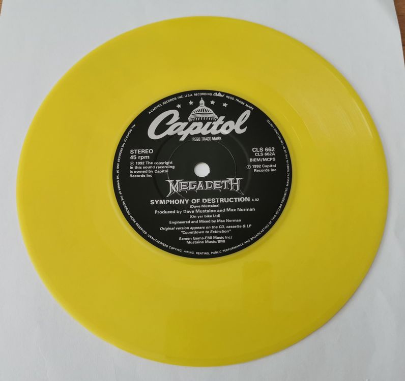 MEGADETH: Symphony of destruction 7" Yellow Vinyl Metallica | Kaufen ...
