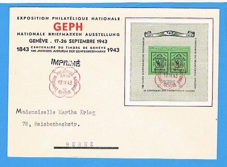 Block-Brief GEPH Genf 1943 mit Block W18 | Kaufen auf Ricardo